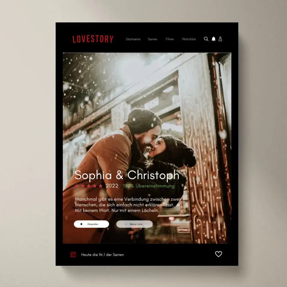 Lovestory Serien-Cover Poster - Personalisiertes Netflix Filmposter ...