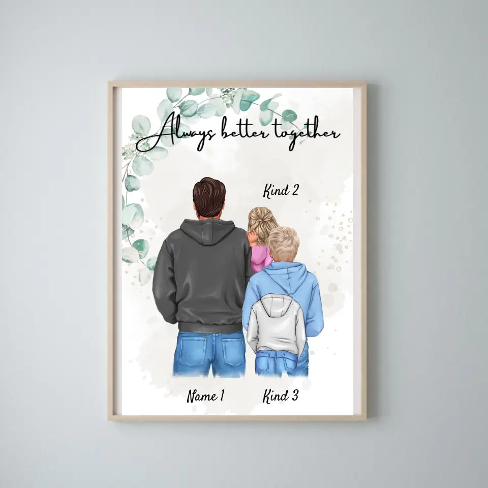 Bester Papa Poster - Personalisiertes Poster (1-4 Kinder, Teenager ...